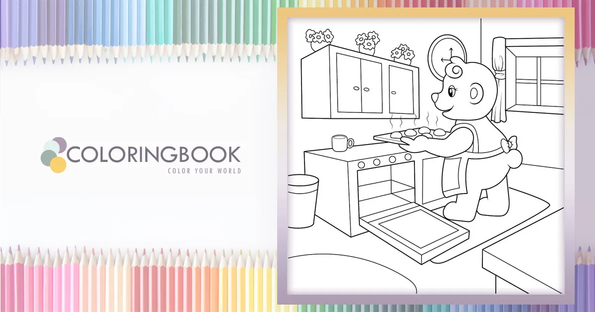 A bear baking cookies – Coloringbook.pics