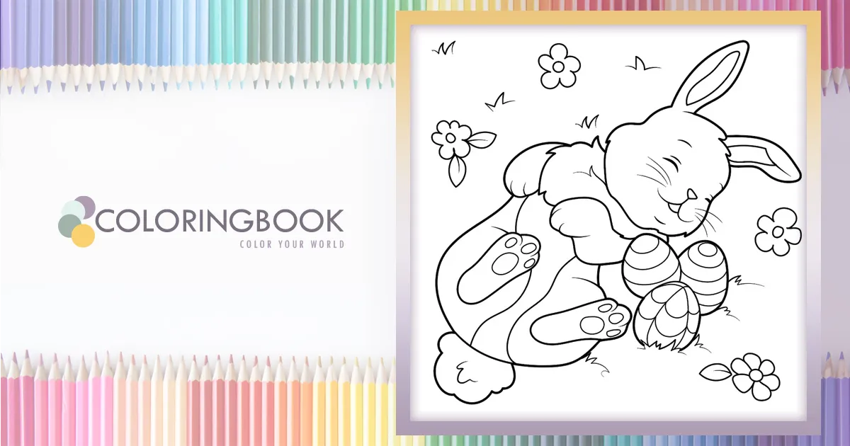 Bunny with eggs – Coloringbook.pics