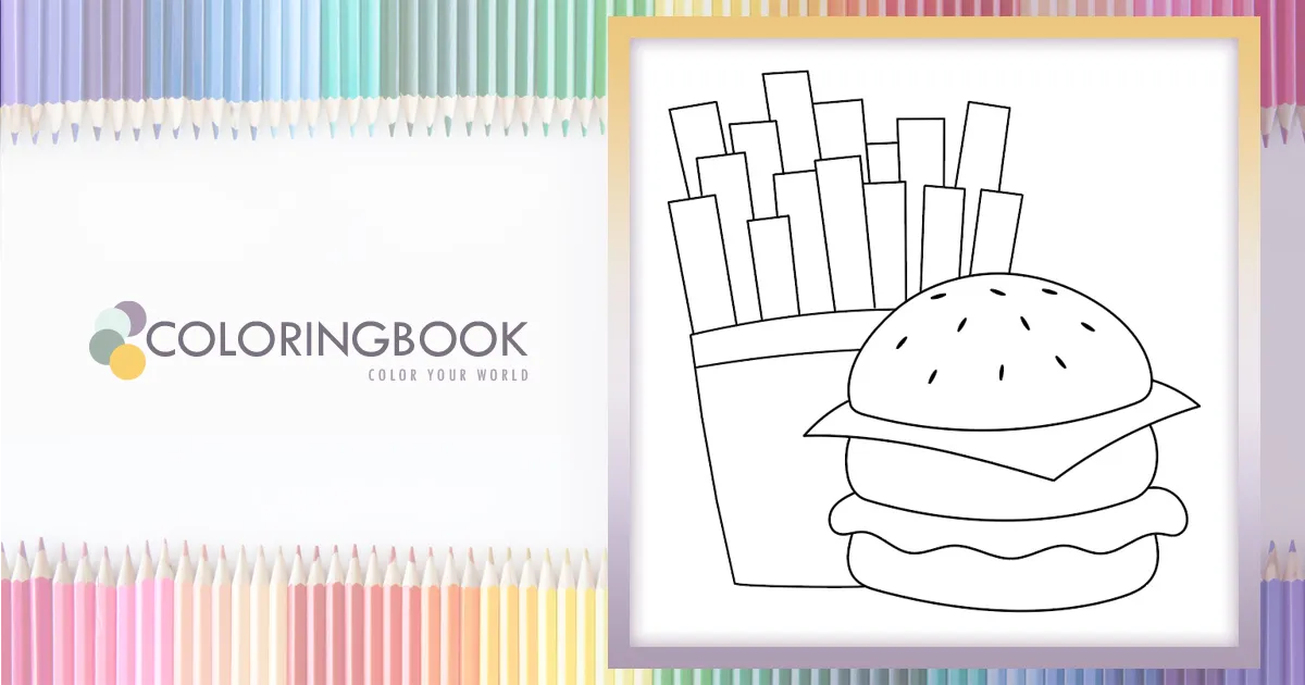 Hamburger with fries – Coloringbook.pics