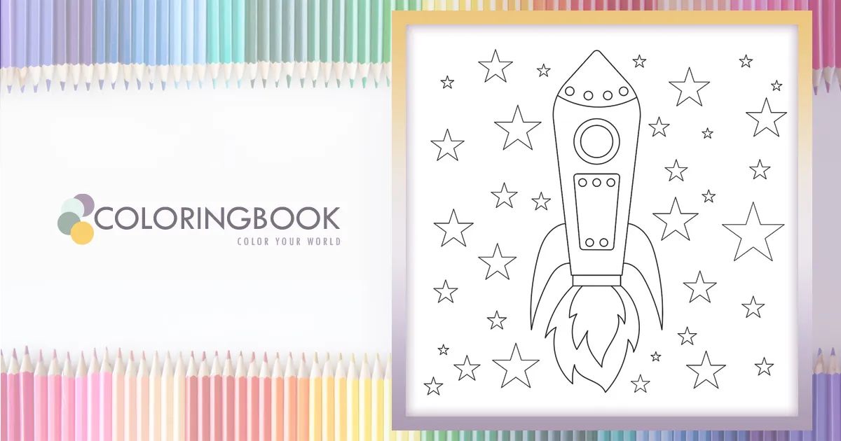 Rocket and stars – Coloringbook.pics