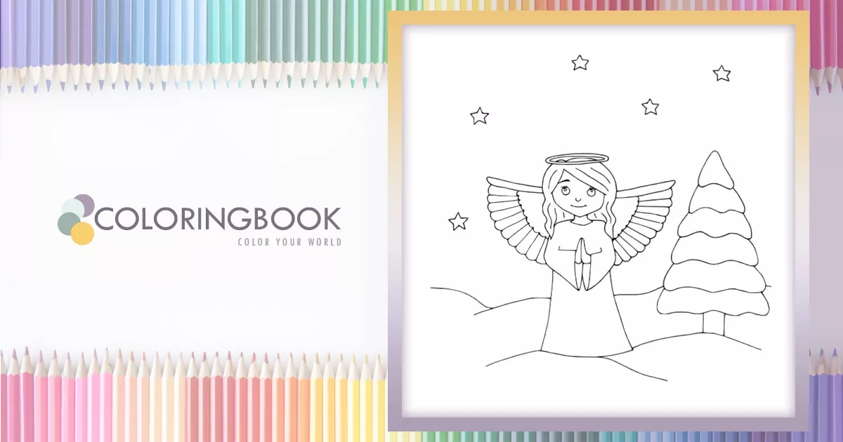 Angel by the tree – Coloringbook.pics