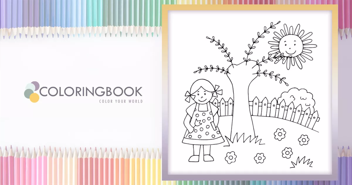 Girl at the willow – Coloringbook.pics