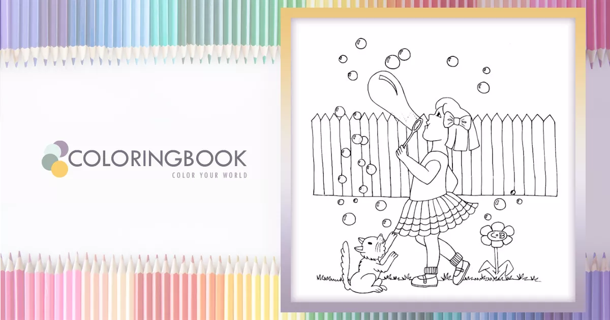 Girl with bubble blower – Coloringbook.pics
