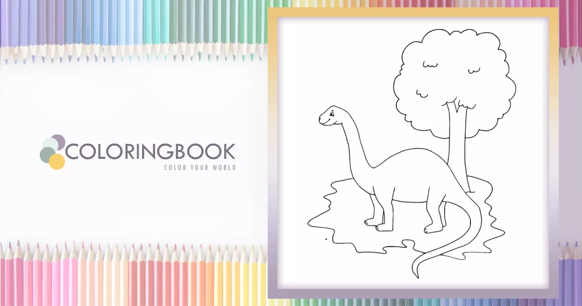 Dinosaur by the tree – Coloringbook.pics