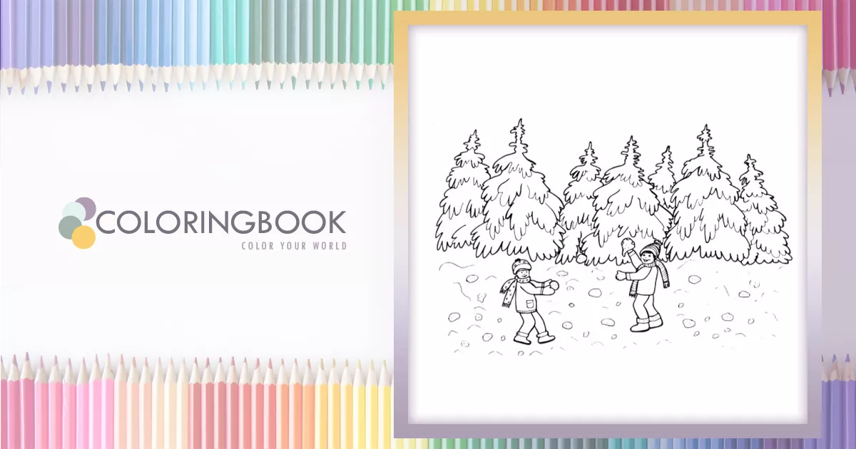 Snowball fight in the forest – Coloringbook.pics