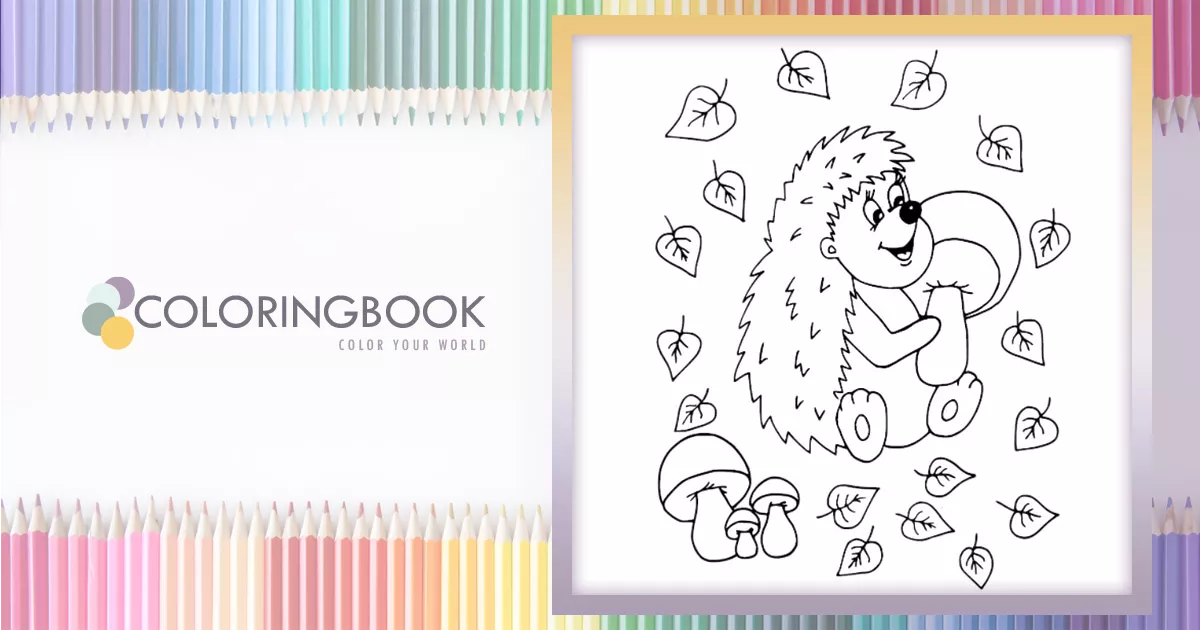 Hedgehog with a mushroom – Coloringbook.pics