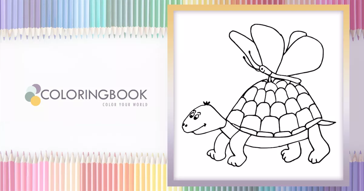 Turtle and butterfly – Coloringbook.pics