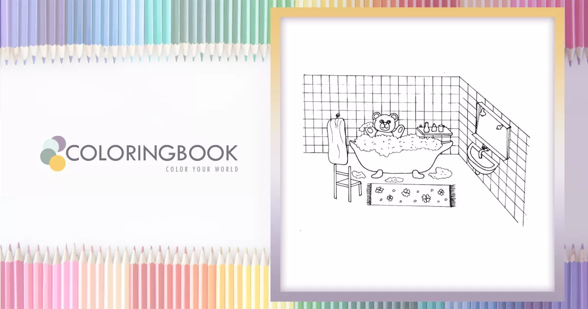 Teddy bear in the bathtub – Coloringbook.pics