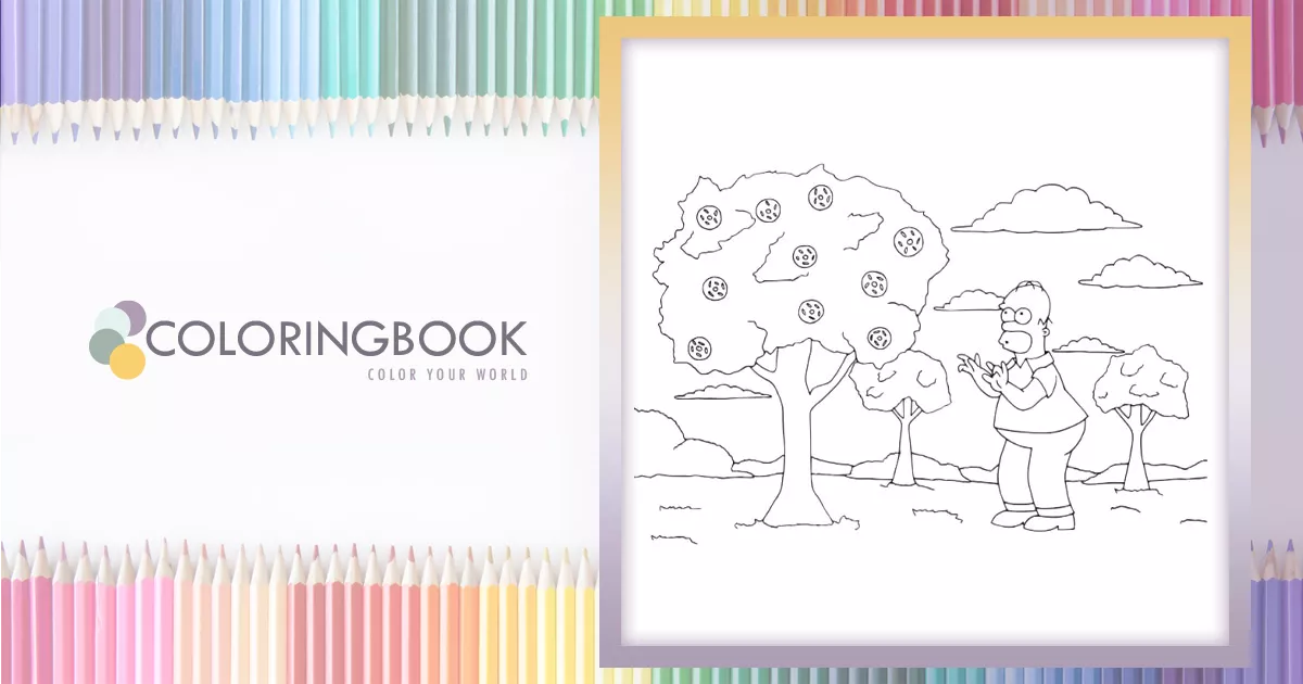 The Simpsons – Homer and donuts on the tree – Coloringbook.pics