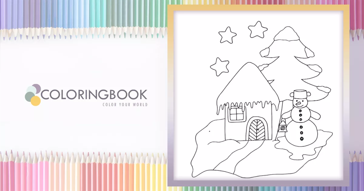 Snowman by the house – Coloringbook.pics